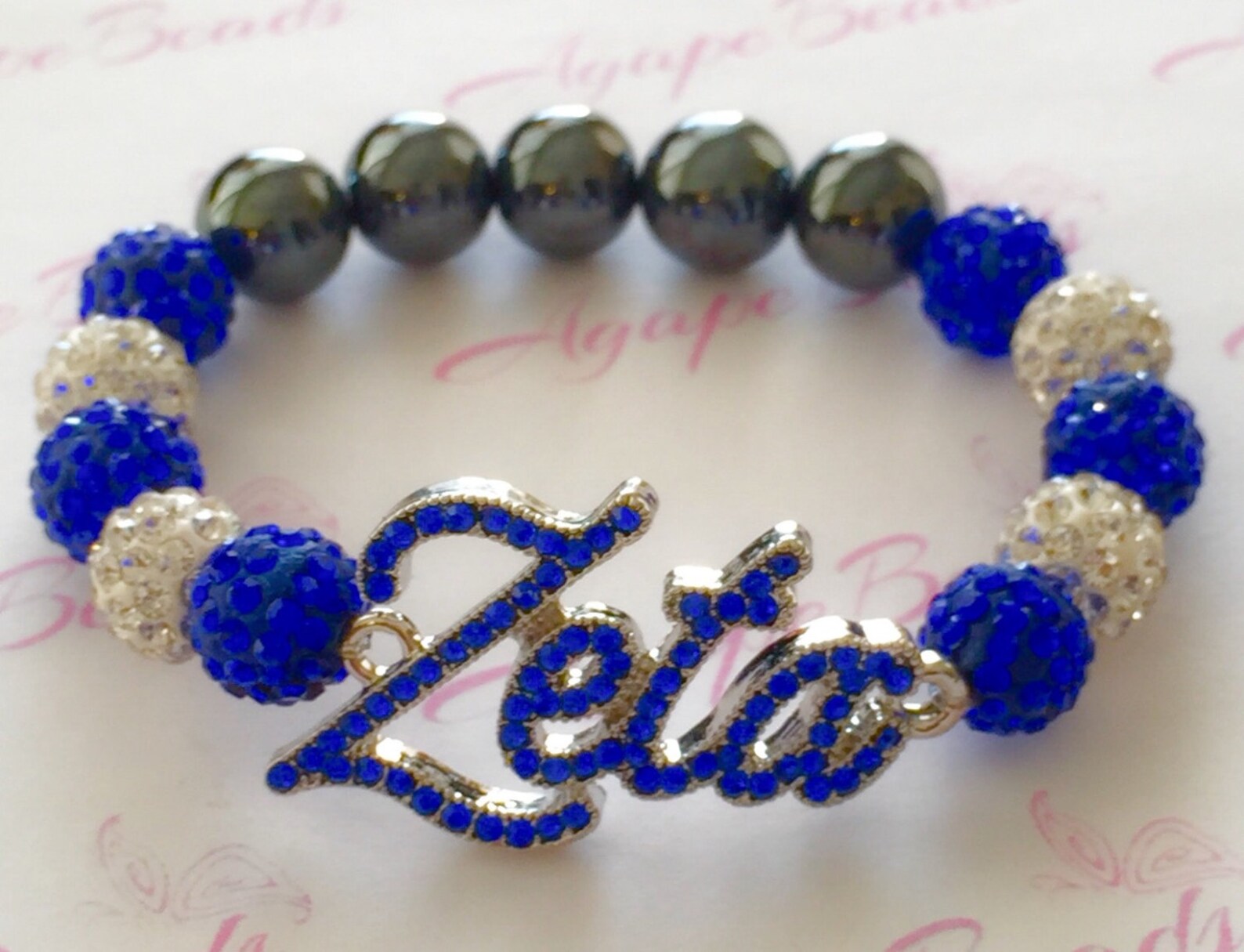 Zeta Phi Beta Blue Crystal Zeta Bracelet - Etsy