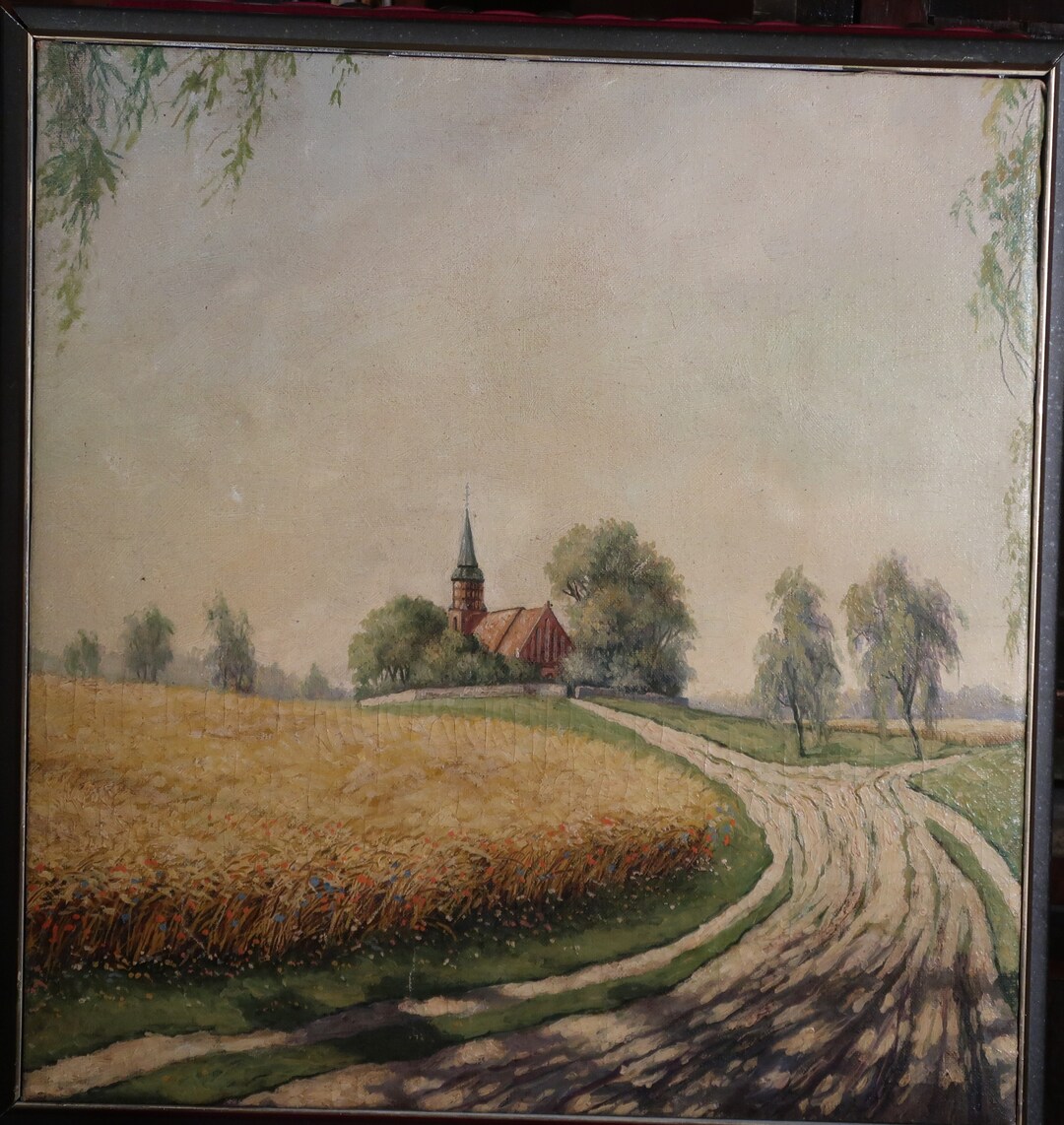 A Summer Day, 19th Century German Oil Painting, Signed, Framed, 18x19 ...