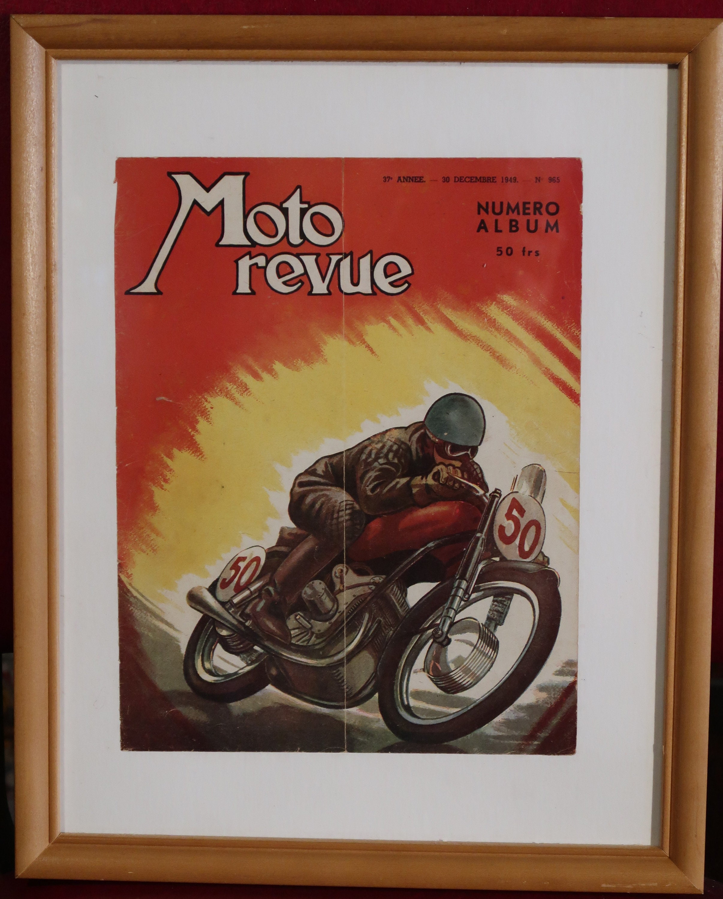 Moto Revue French Magazine Cover From 1949, 15x12" Framed - Etsy
