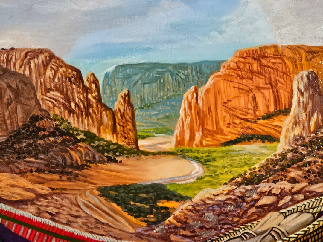 The Navajo Homeland, Original Oil Painting by Kee Lee, Signed, Framed ...