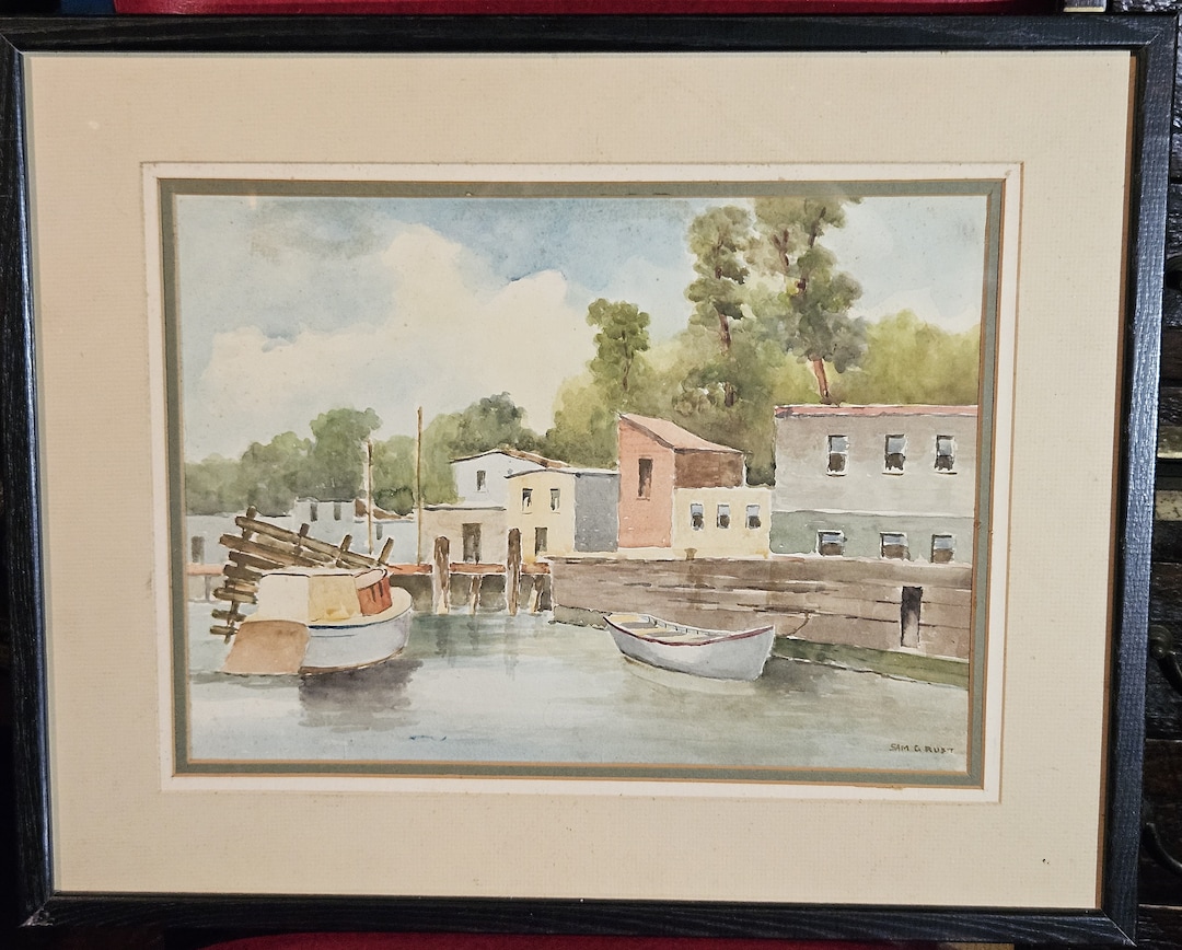 Harbor Scene, Original 1930's Watercolor, Signed, Framed, 22x17" - Etsy