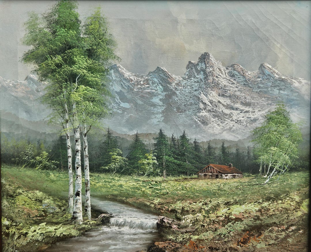 Mountain View, Original Oil Painting, Framed, 27x23" - Etsy