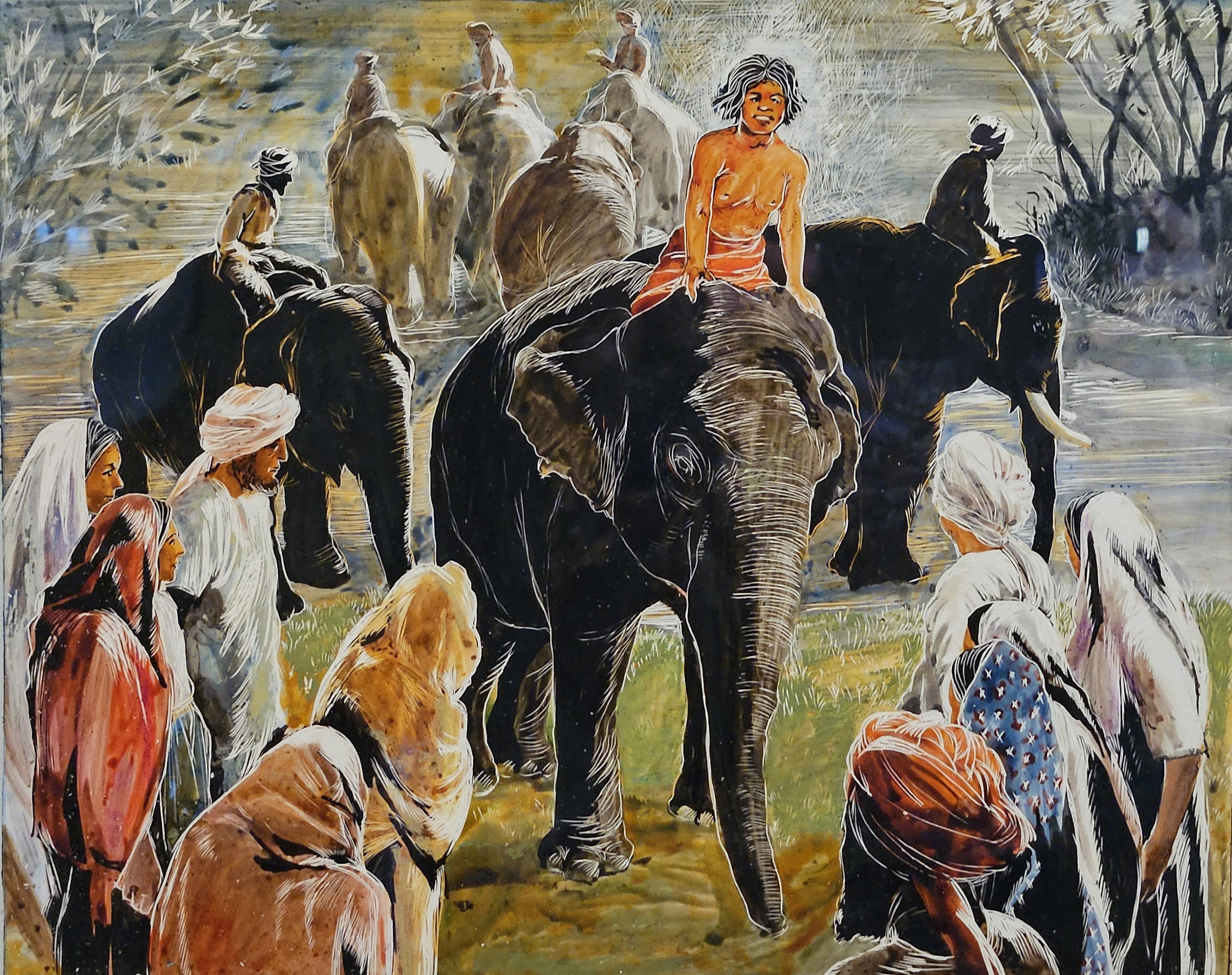 Mowgli and Hathi Original Art From Jungle Book by Evelyn - Etsy