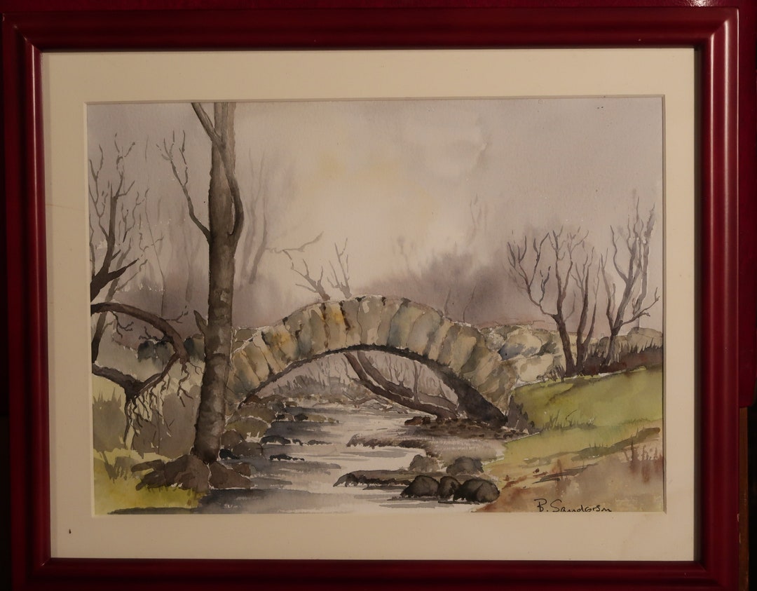 Stone Bridge, Original English Watercolor, Signed, Framed, 15x12" - Etsy
