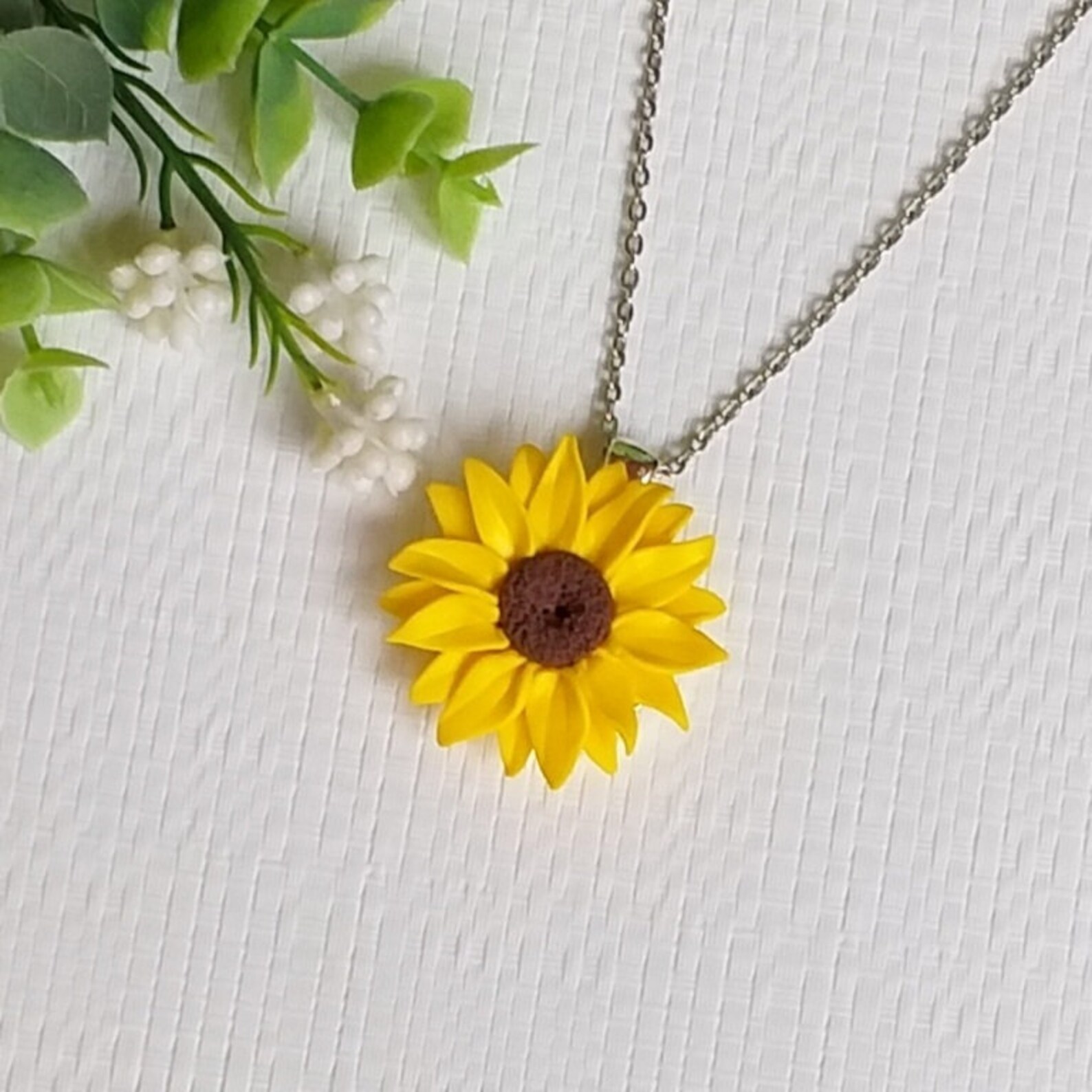 Sunflower Necklace Sunflower Pendant Yellow Flower Pendant - Etsy