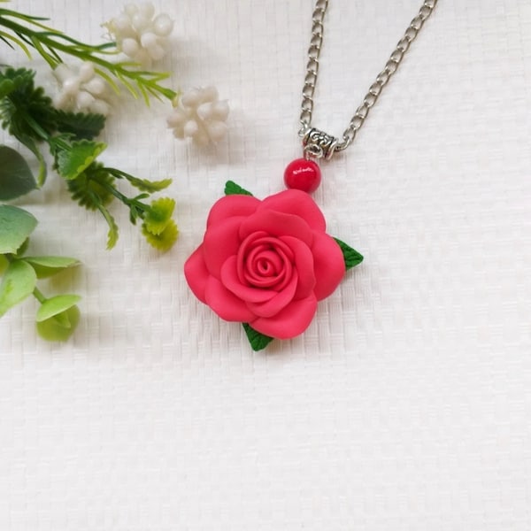 Red Rose Necklace - Etsy