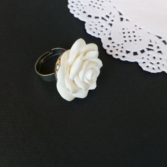 Romantic Pink Rose Flowers Rings For Women Girls Adjustable