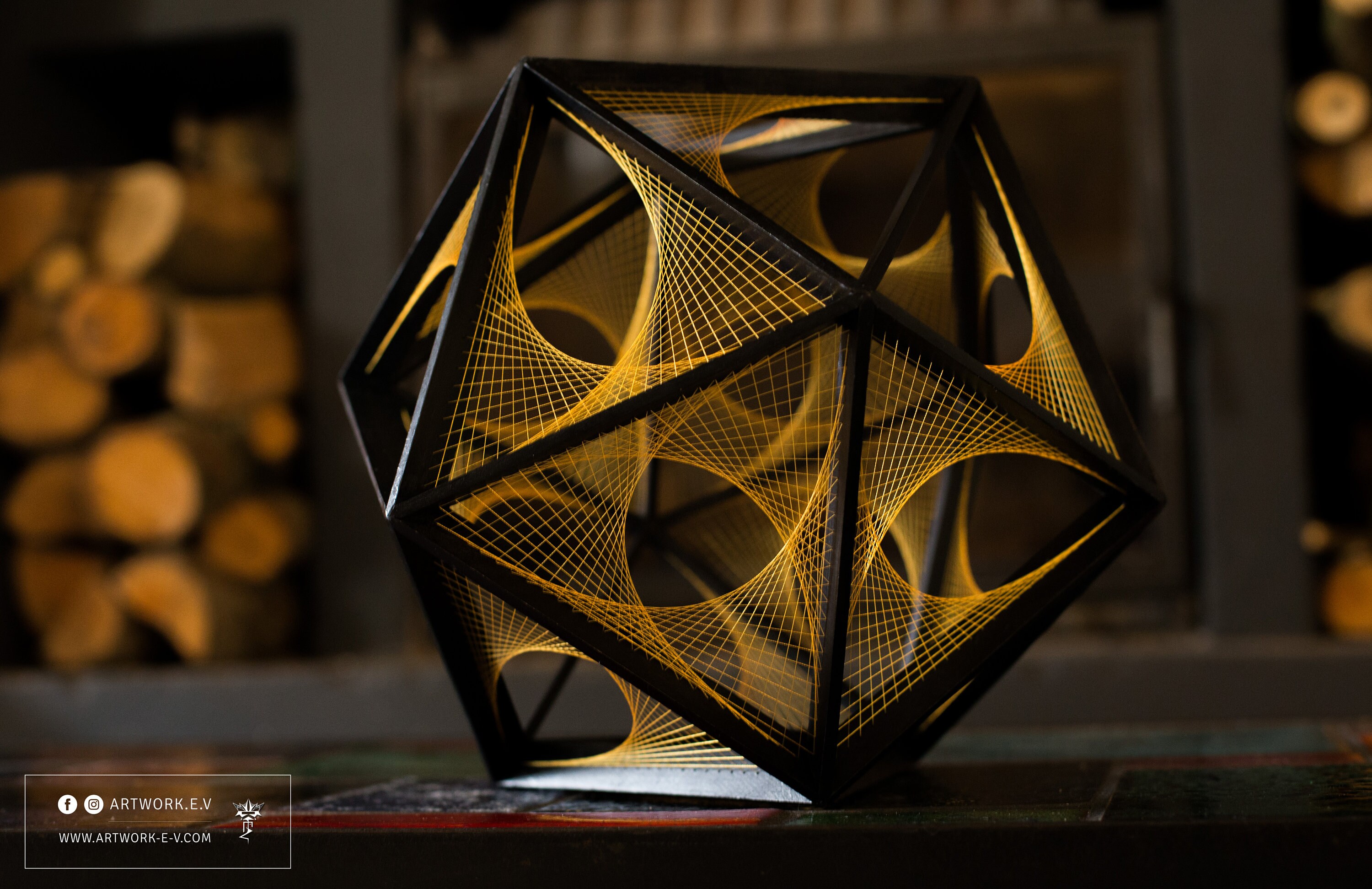 Icosahedron Parabolic Curves 3 Layers String Art Flower | Etsy