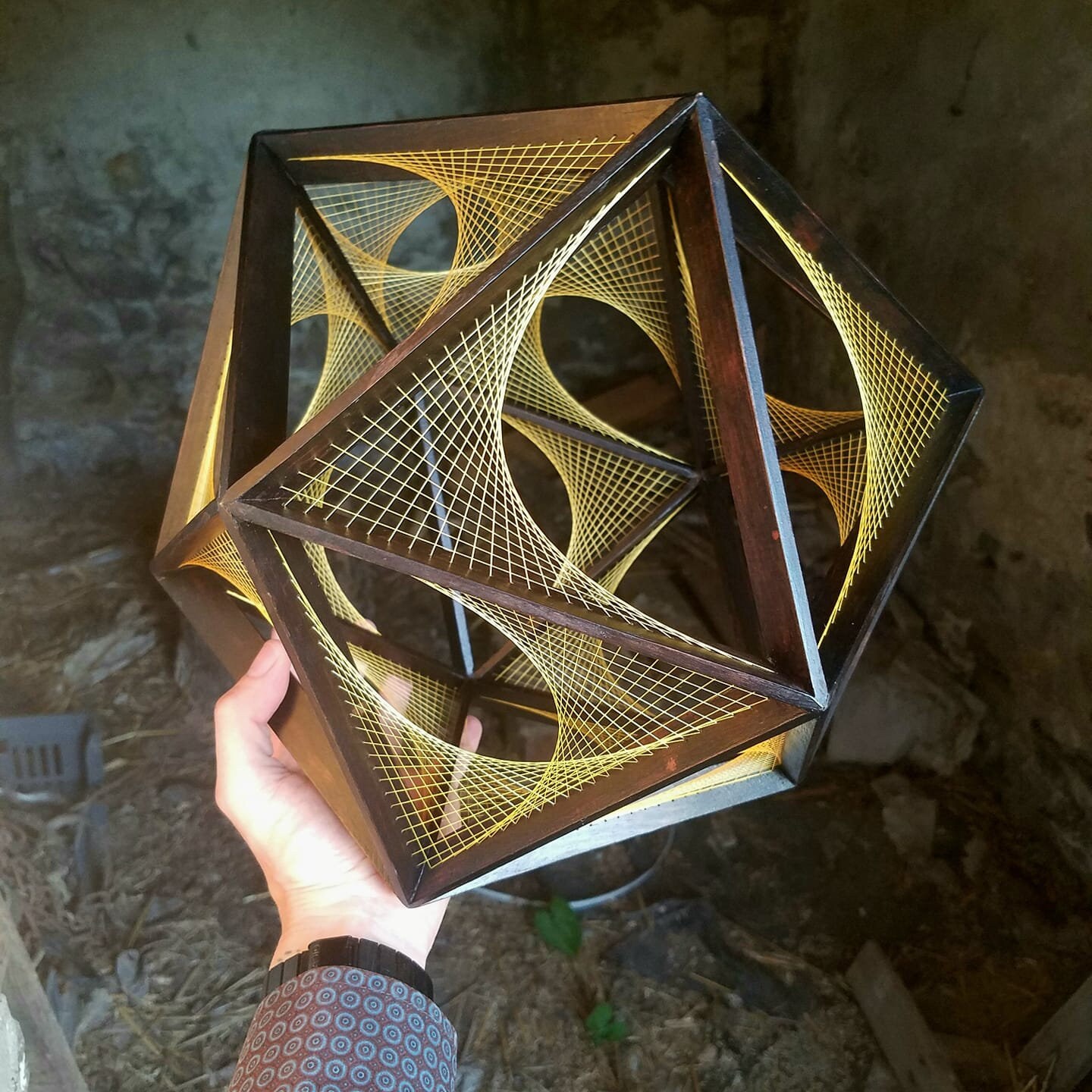 Icosahedron Parabolic Curves 3 Layers String Art Flower | Etsy