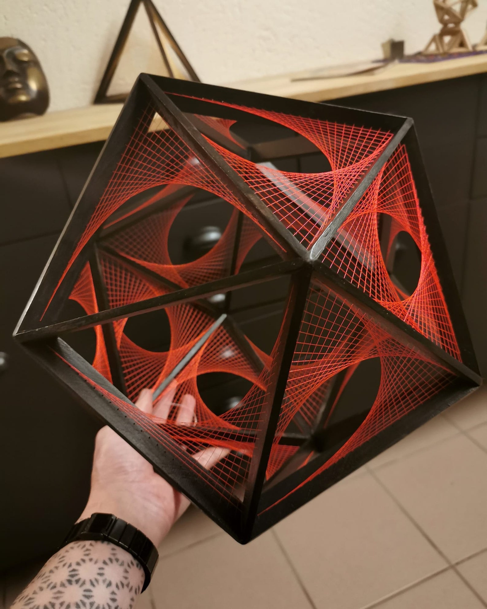 Icosahedron Parabolic Curves 3 Layers String Art Flower | Etsy