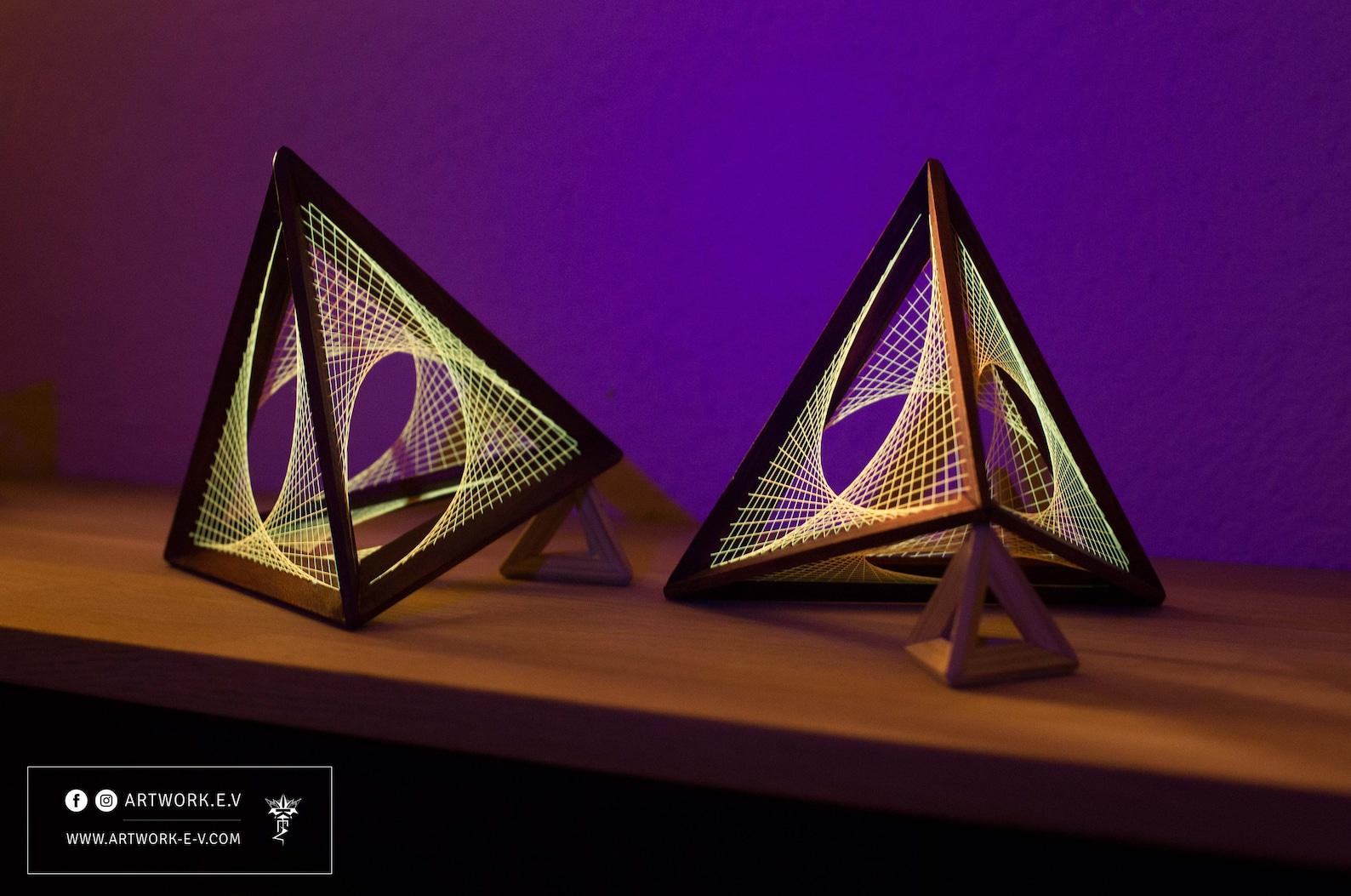 Tetrahedron Parabolic curves 2 layers String art Flower | Etsy