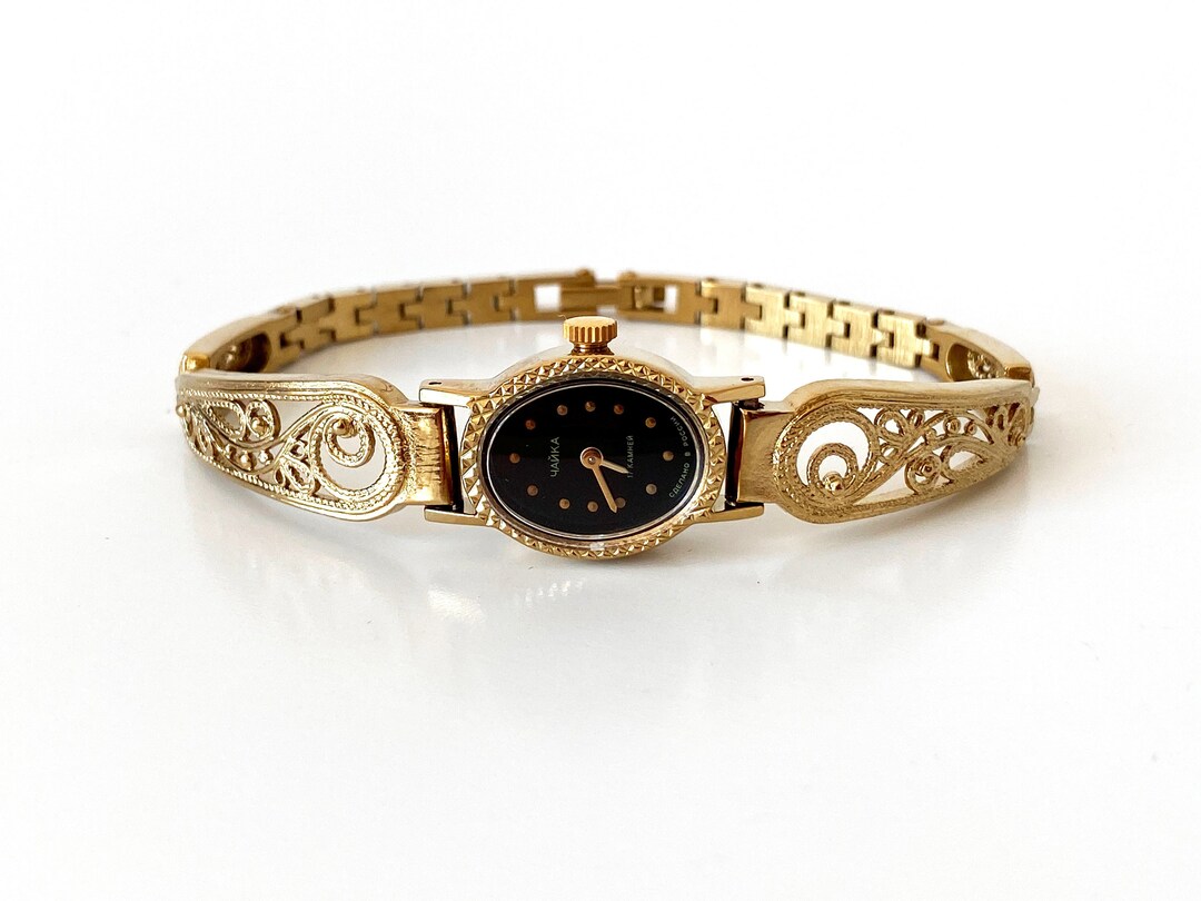 Women's Gold Vintage Watch Chaika Watches Mechanical for Her Wrist ...