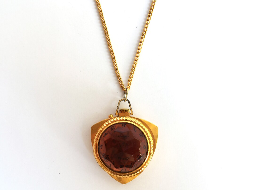 Vintage Women's Watch. Pendant Watch Necklace. Dainty Gold Plated Watch ...