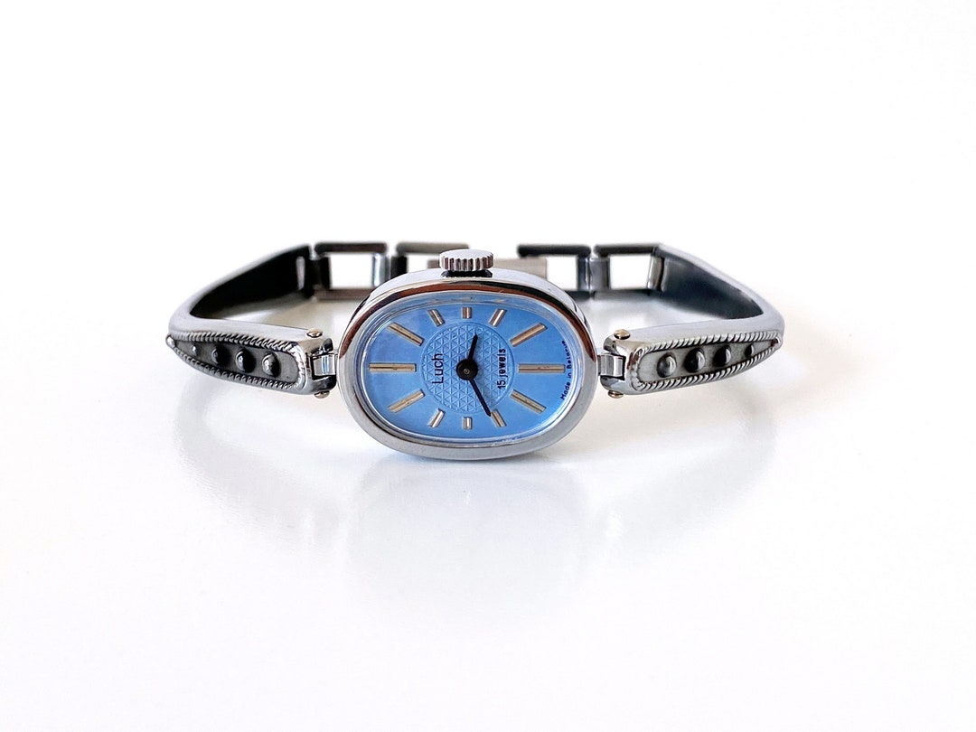 Dainty Silver Vintage Watch. Blue Dial Watch, Women's Watch, Ladies ...