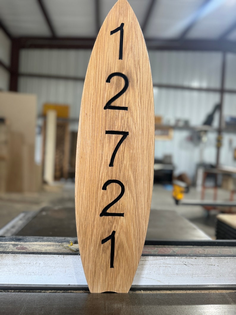 Custom Made Oak Surfboard Shaped Address Signs - Etsy