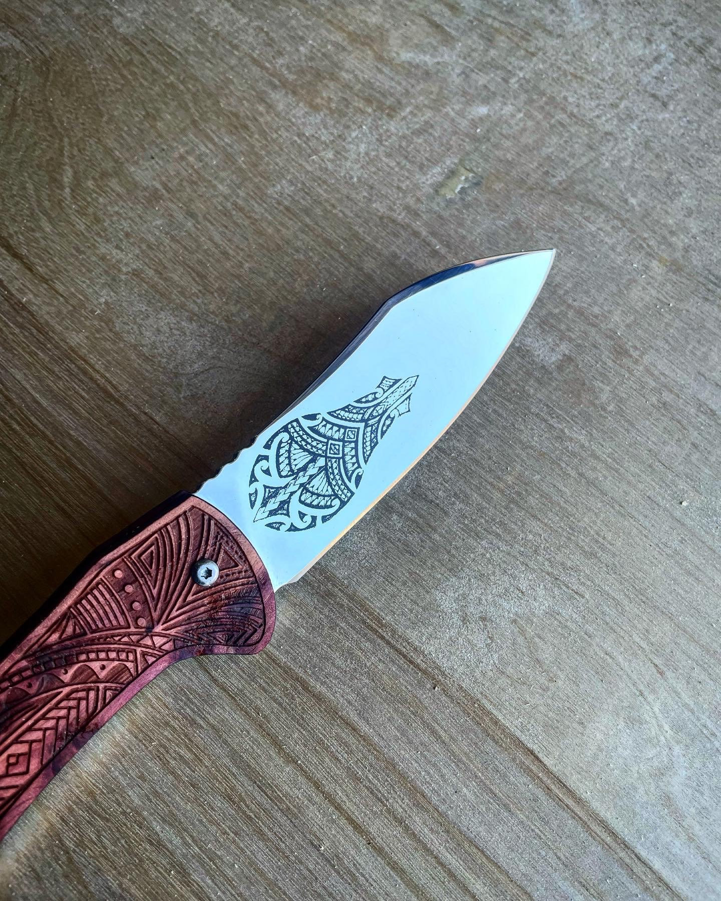 Custom Engraved Knife With Polynesian Design. Made as a One Off. - Etsy