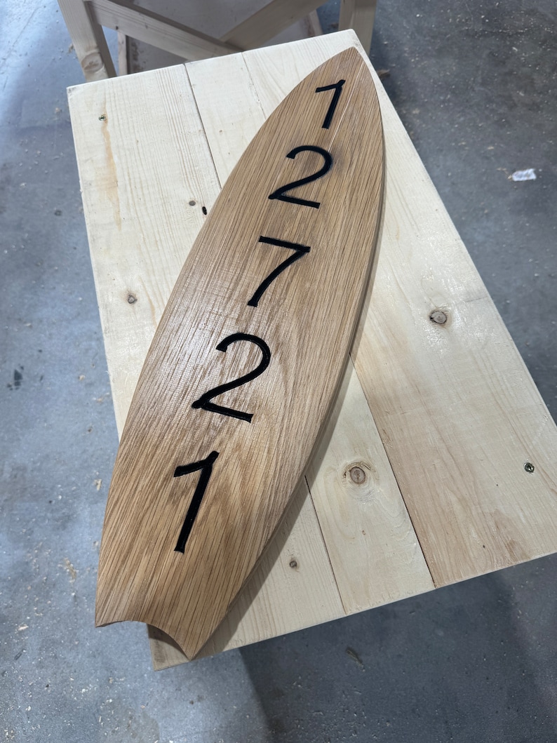Custom Made Oak Surfboard Shaped Address Signs - Etsy