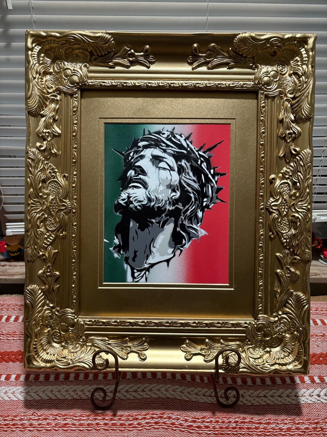 Jesus Christ Stencil Art Framed (jesús Cristo, Mexican Flag, Christian ...