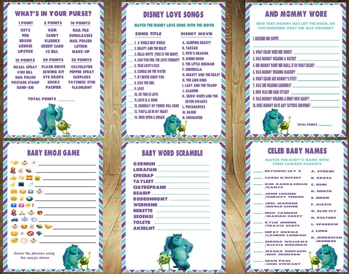 ALL 8 GAMES Monsters Inc Baby Shower Games, Monsters Inc Baby Shower ...