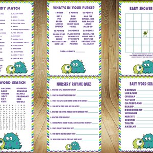 ALL 8 GAMES Monsters Inc Baby Shower Games, Monsters Inc Baby Shower ...