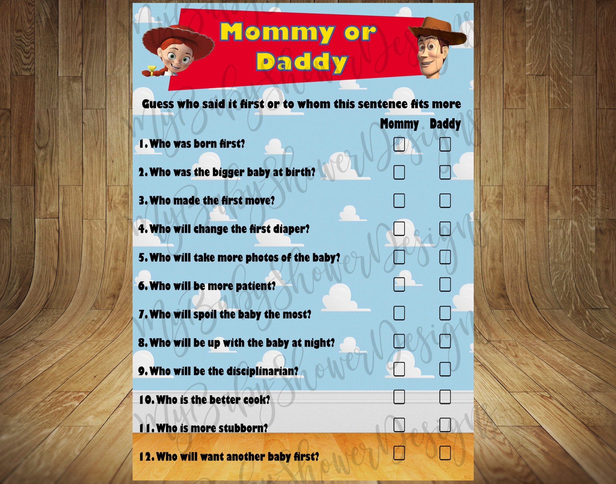 Toy Story Baby Shower Game, Toy Story Baby Shower, Boy Story Baby ...