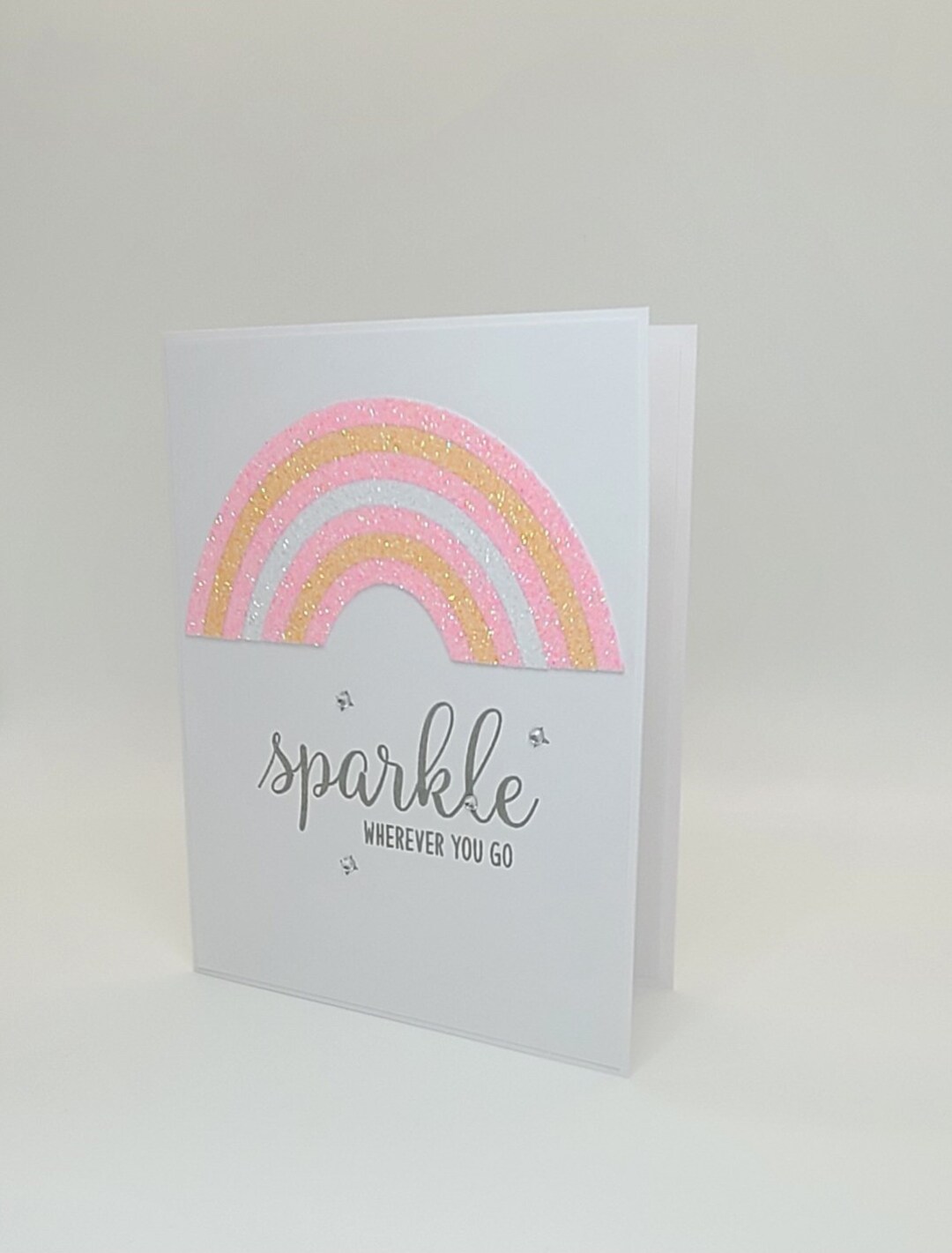Handcrafted Sparkle Rainbow Greeting Card With Elnvelope - Etsy