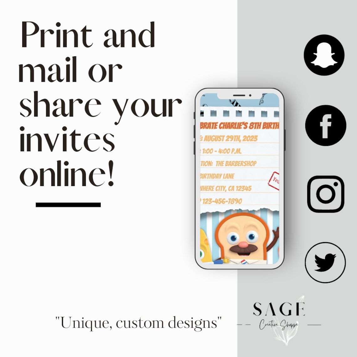 Bread Barbershop Birthday Invitation - Trending Kids Invitation ...