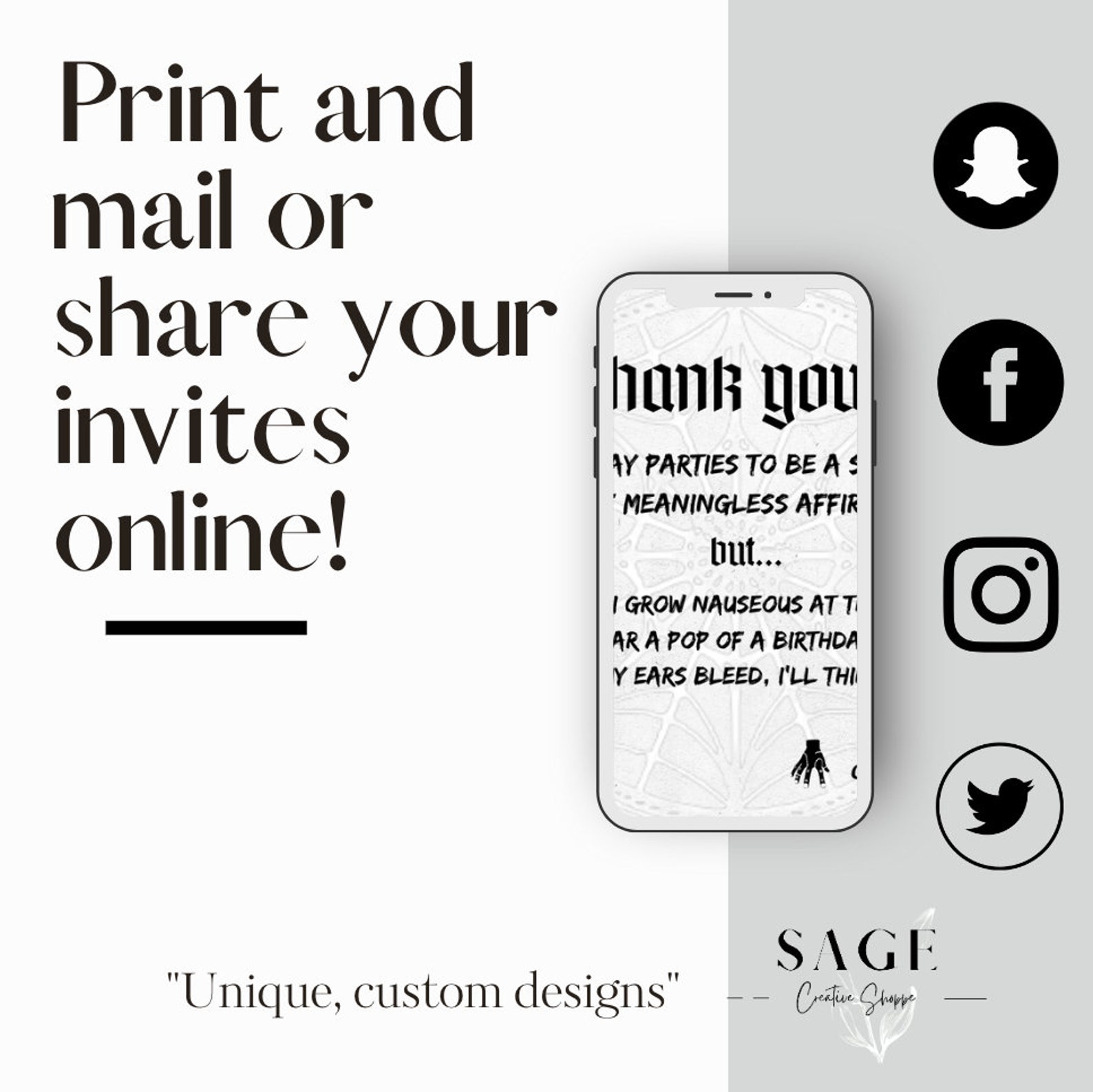 Wednesday Addams Thank You Card - Kids Teens Digital Thank You ...