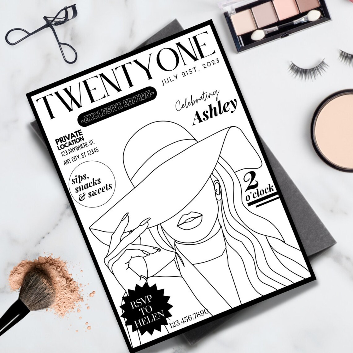 Magazine Cover Birthday Invitation - High Fashion Birthday - Influencer ...