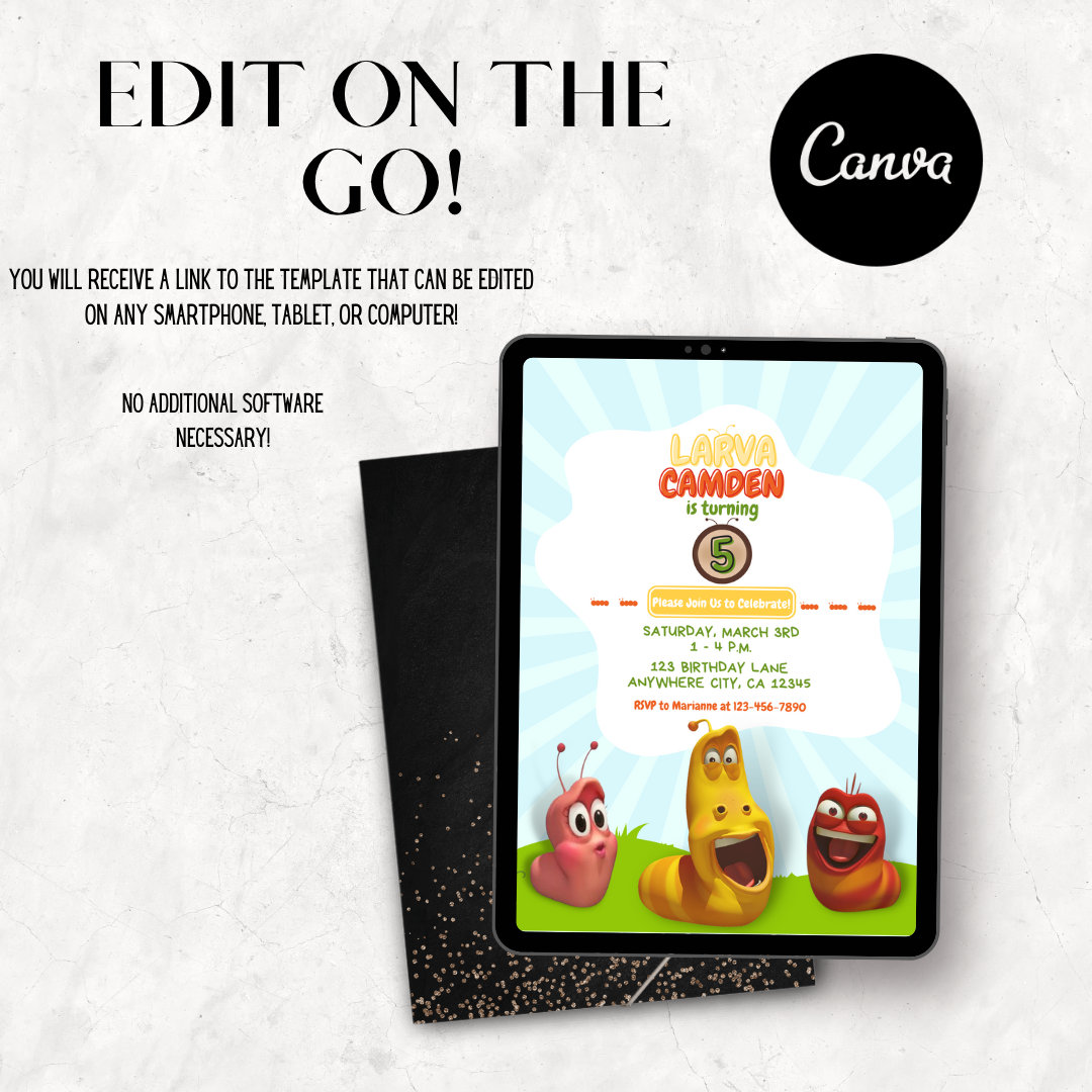 Larva Island Birthday Invitation-bug Birthday Theme-insect Birthday ...