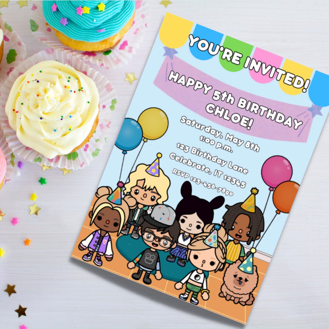 Toca Boca Birthday Invite - Kids Digital Invite - Toca Boca Life ...
