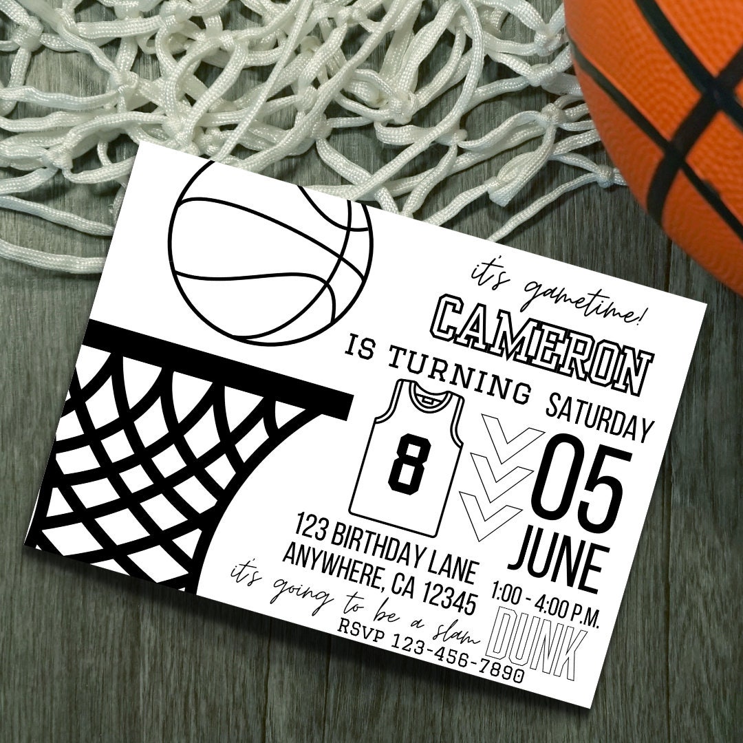 Basketball Birthday Invitation - Canva Template - Instant Download ...