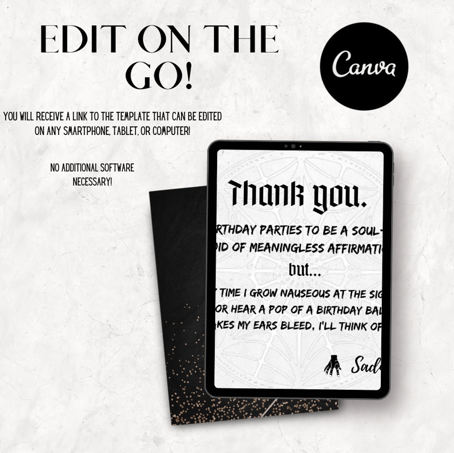 Wednesday Addams Thank You Card - Kids Teens Digital Thank You ...