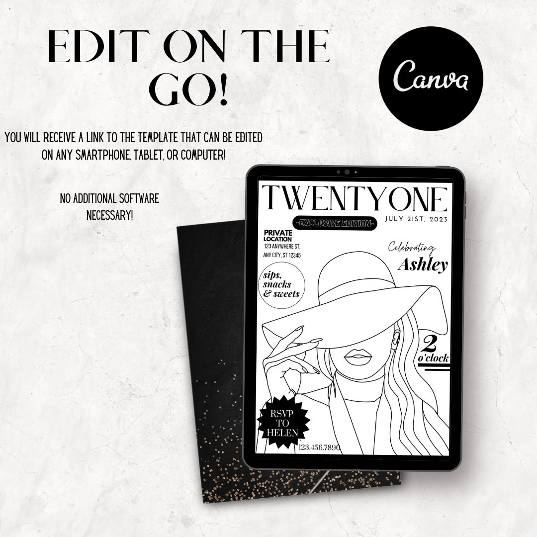 Magazine Cover Birthday Invitation - High Fashion Birthday - Influencer ...