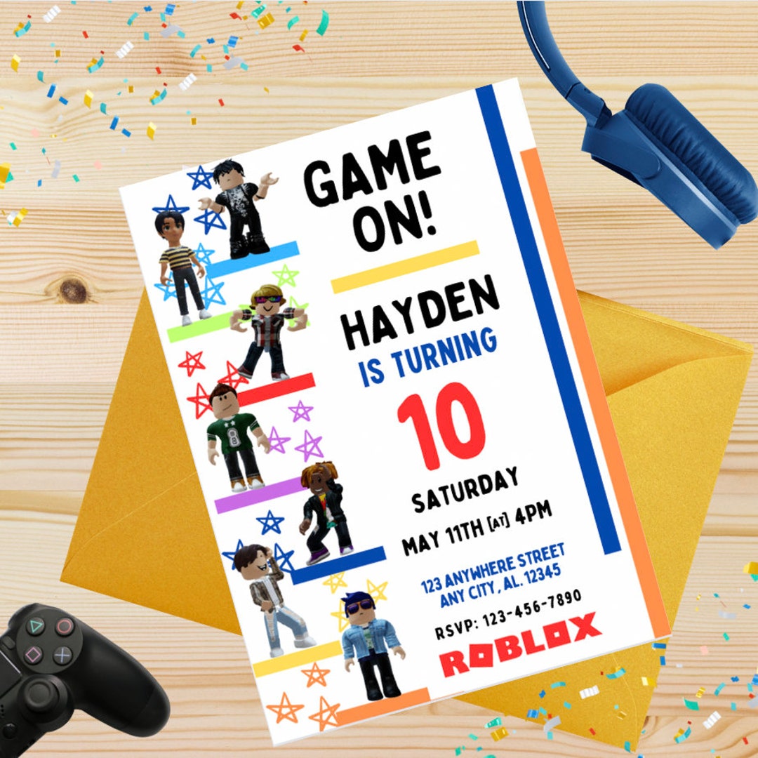 Boy's Roblox Birthday Invite - Kids Teens Digital Invite - Roblox ...