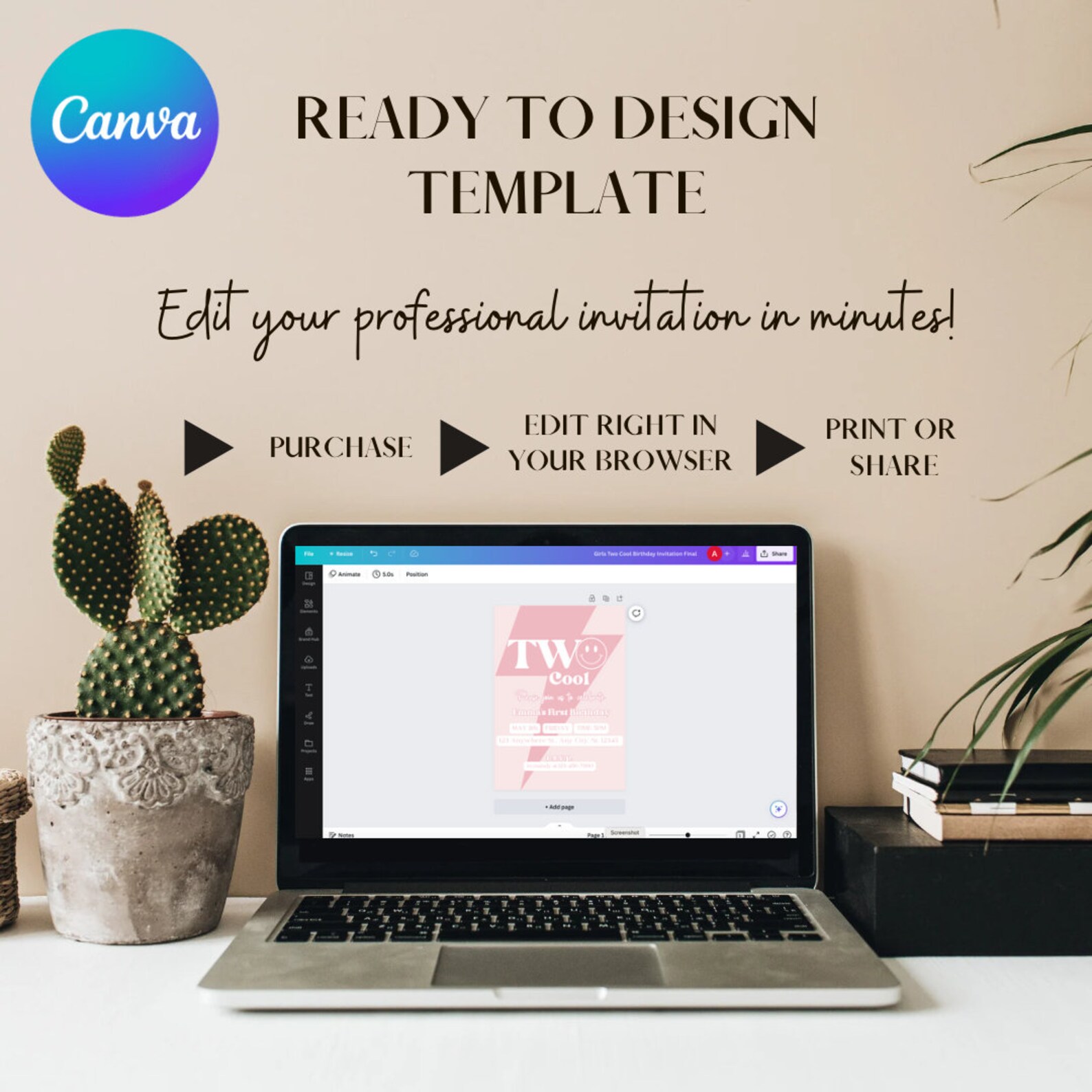 Two Cool Girls Birthday Invitation Smiley Face Invitation Retro Two ...