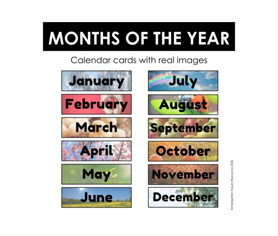Calendar Months Of The Year