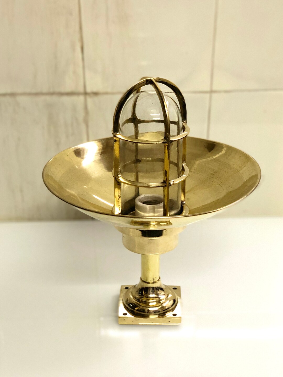 Retro Vintage Style New Nautical Mount Brass Bulkhead Ceiling Lamp With ...