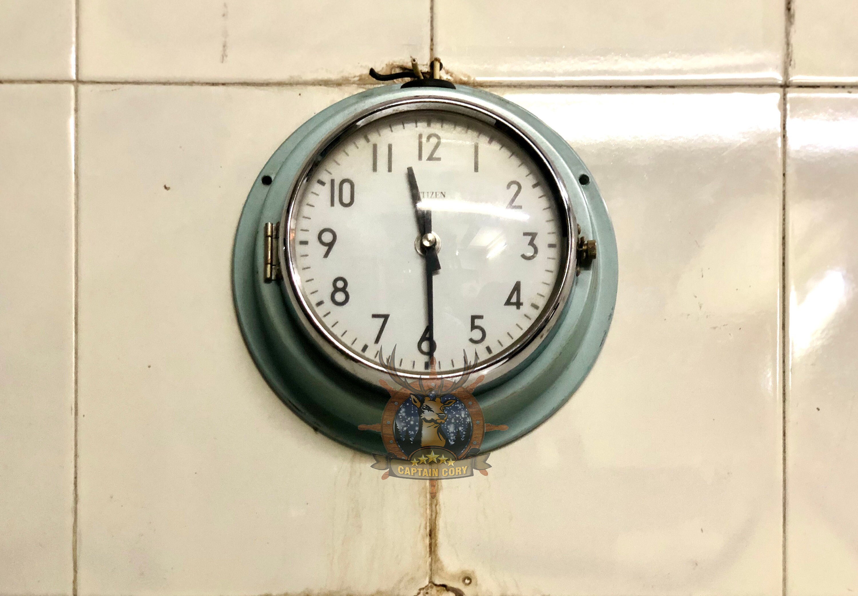 Original Old Antique Nautical Marine Ship Greenish Blue Citizen Wall ...