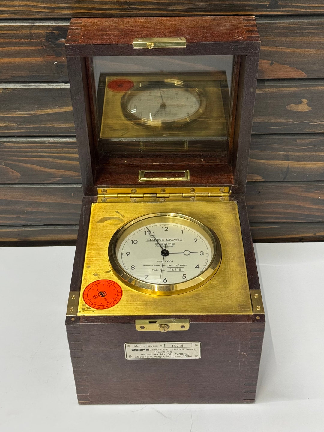 Wempe Quartz Original Hamburg Ship Reclaimed Marine Chronometer Clock ...