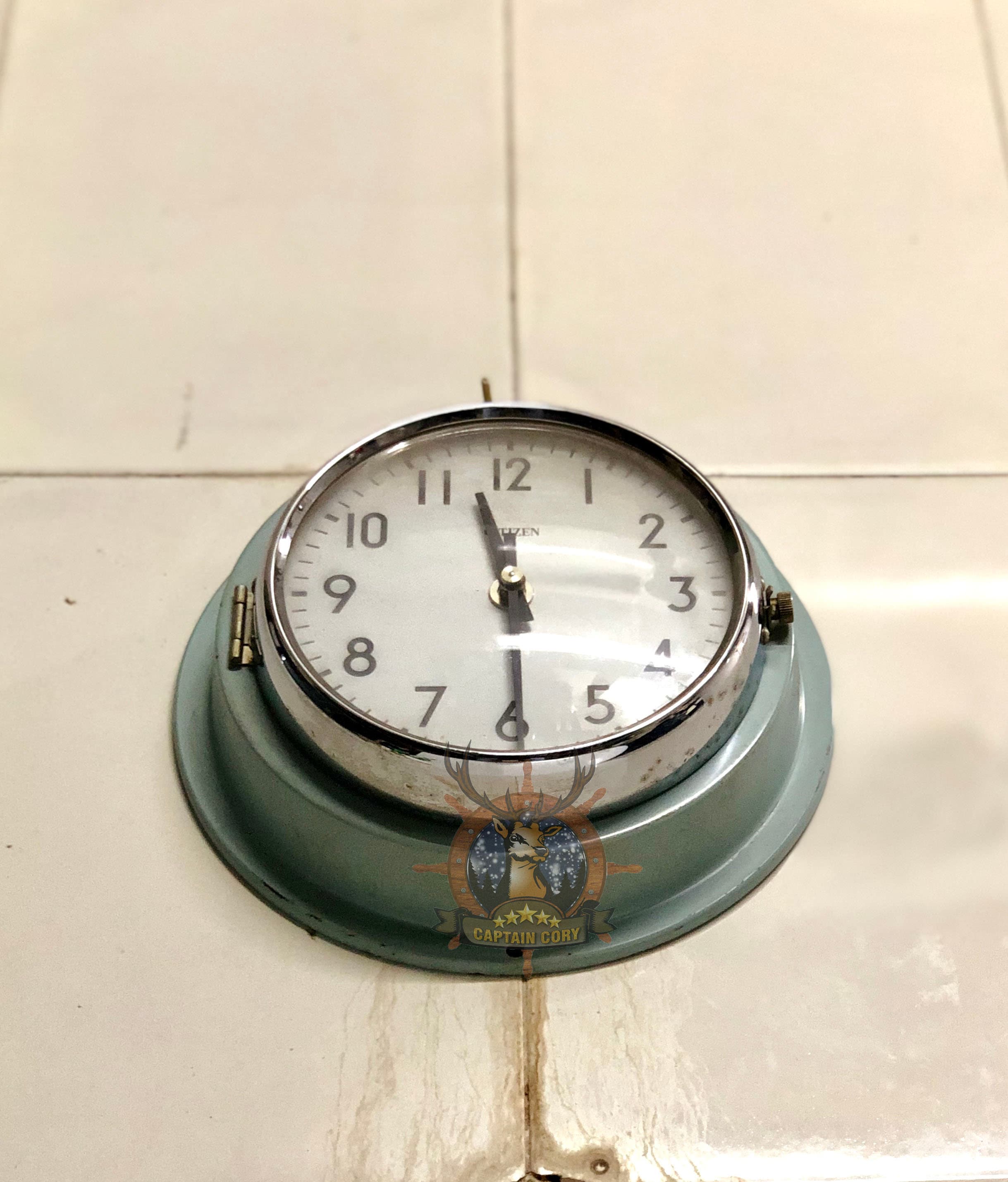 Original Old Antique Nautical Marine Ship Greenish Blue Citizen Wall ...