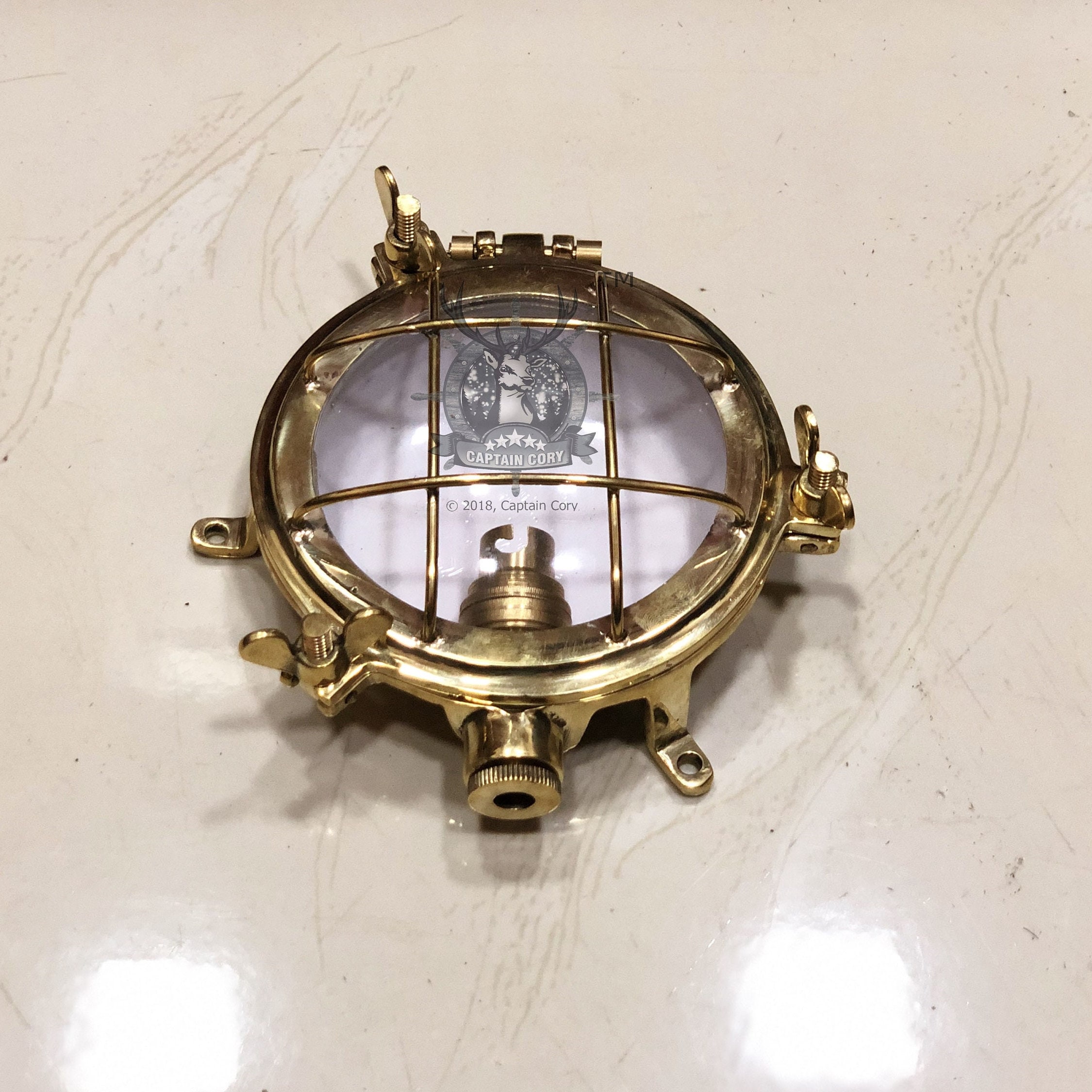 Small Solid Cast Brass Marine Ship Antique Nautical Deck Wall Mounted ...