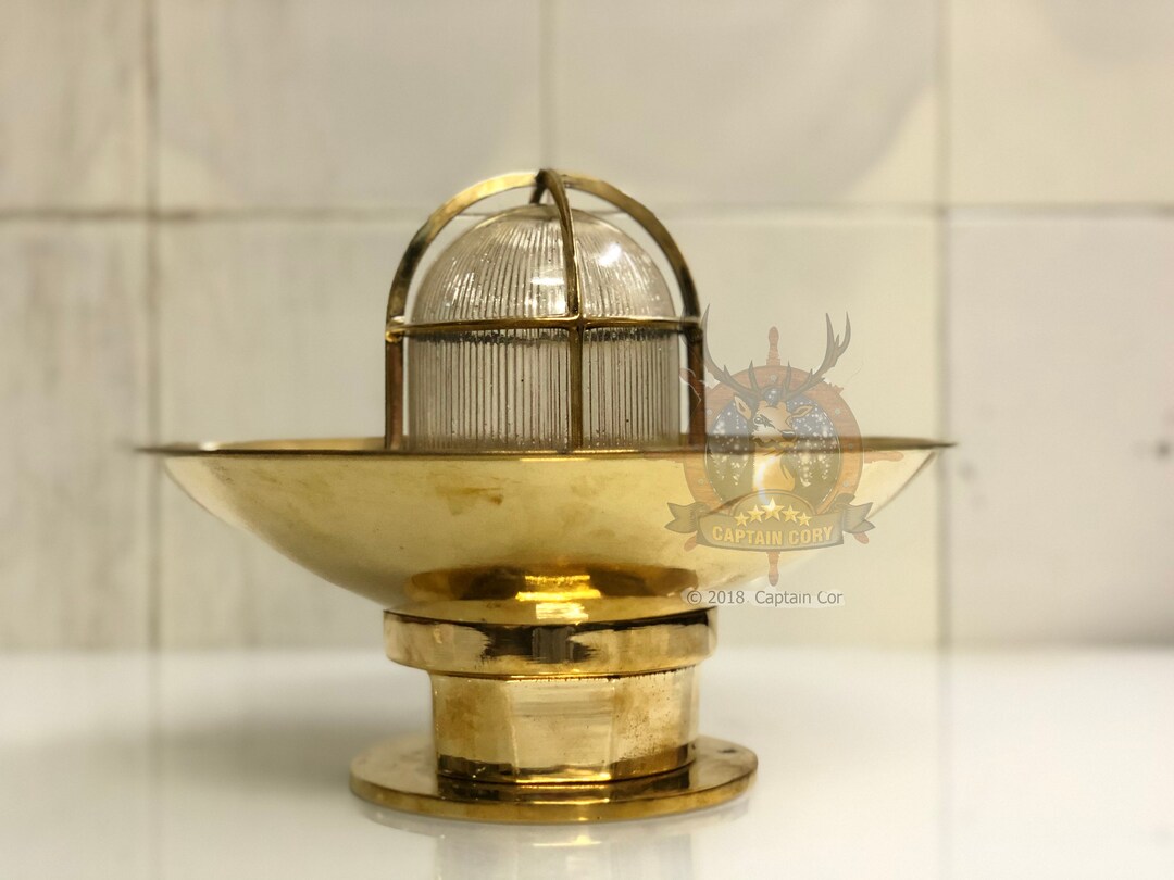 Vintage Nautical Old Ship Reclaimed Brass Original Mount Bulkhead Light ...