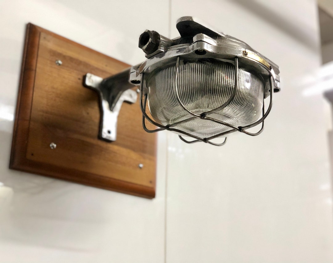 Vintage Original Nautical Old Marine Ship Aluminum Wall Deck Light ...