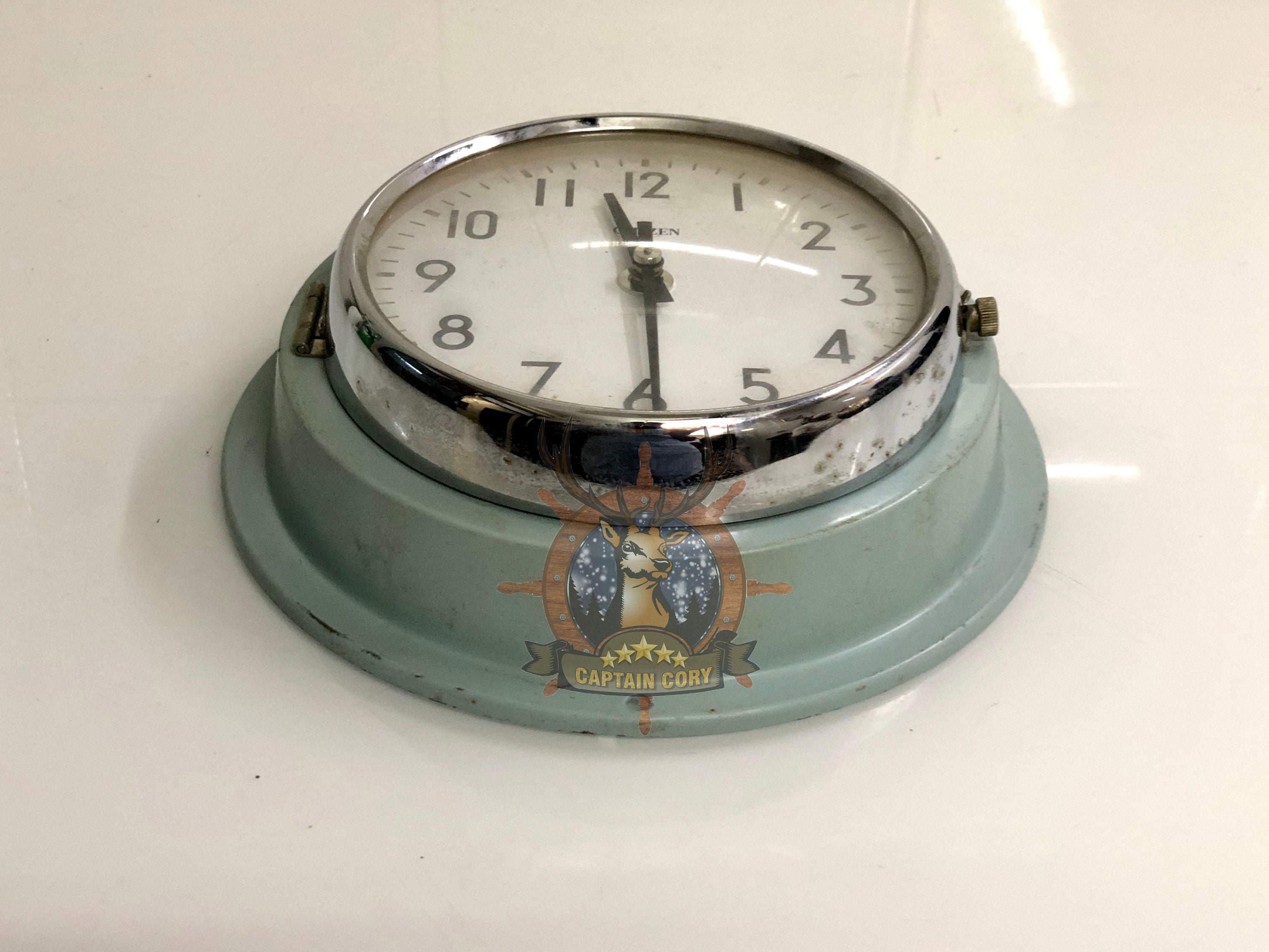 Original Old Antique Nautical Marine Ship Greenish Blue Citizen Wall ...