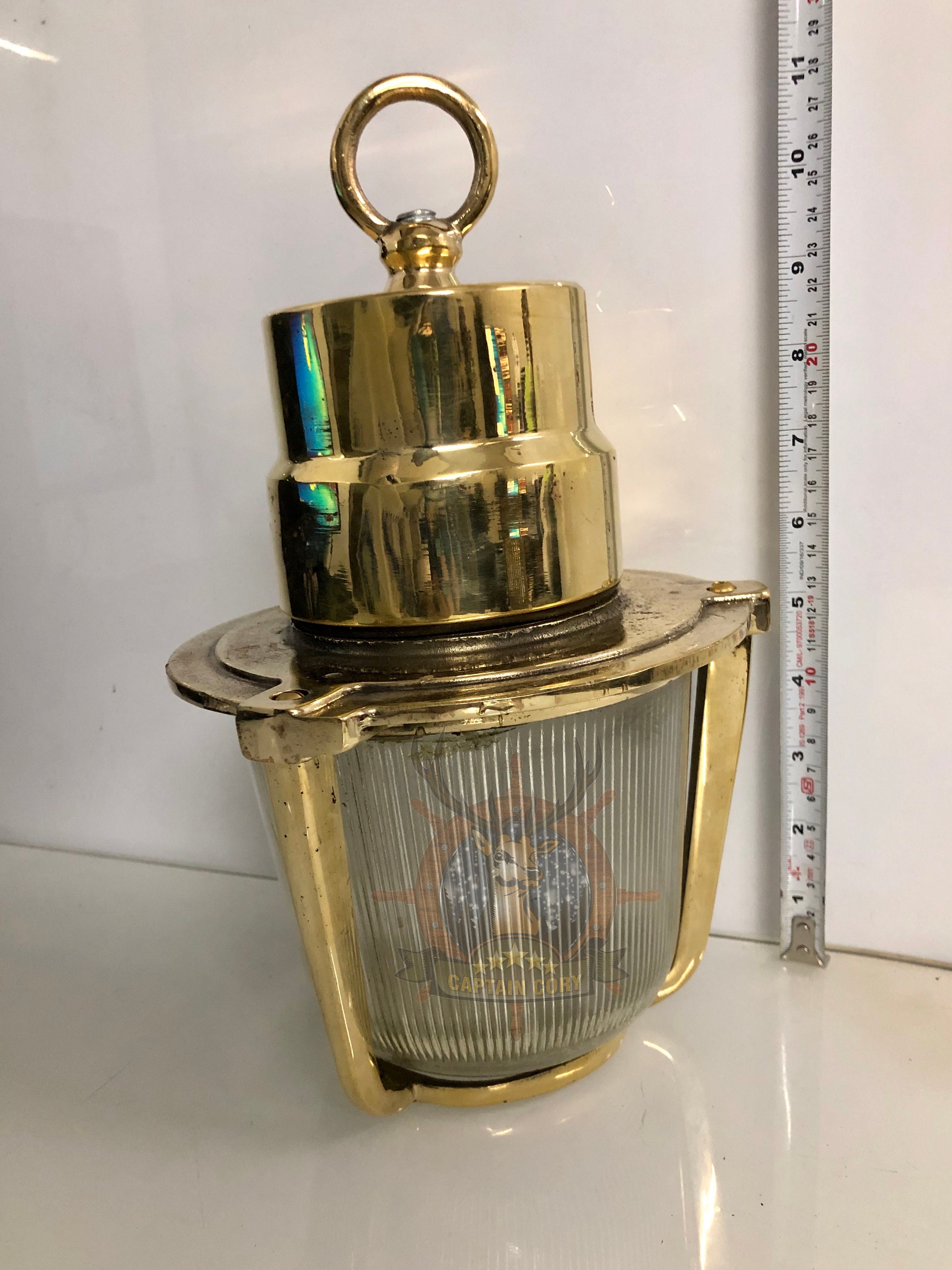 Mid Century Industrial Brass Caged Old Hanging Ship Passageway Nautical ...