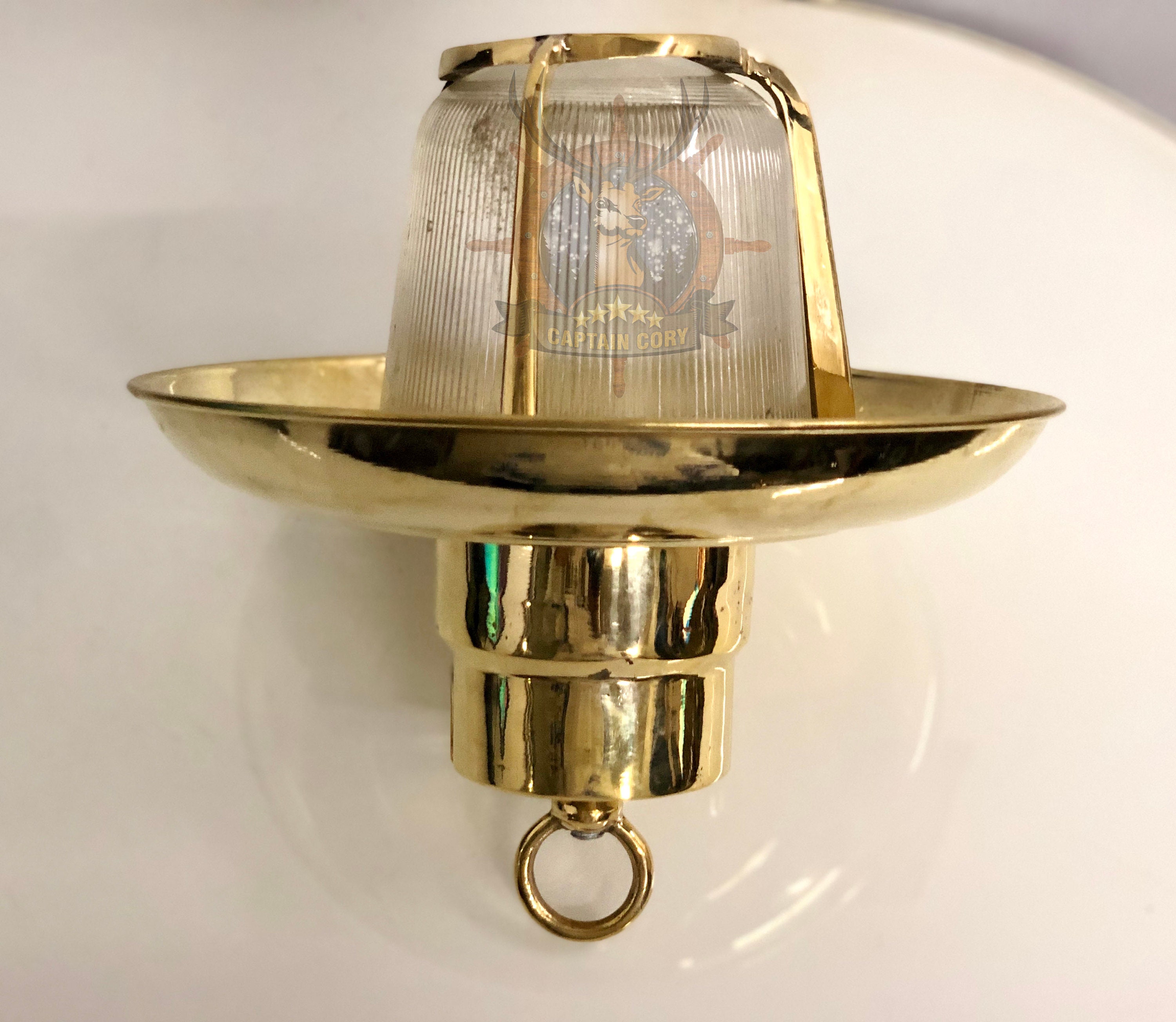 Mid Century Industrial Brass Caged Old Hanging Ship Passageway Nautical ...