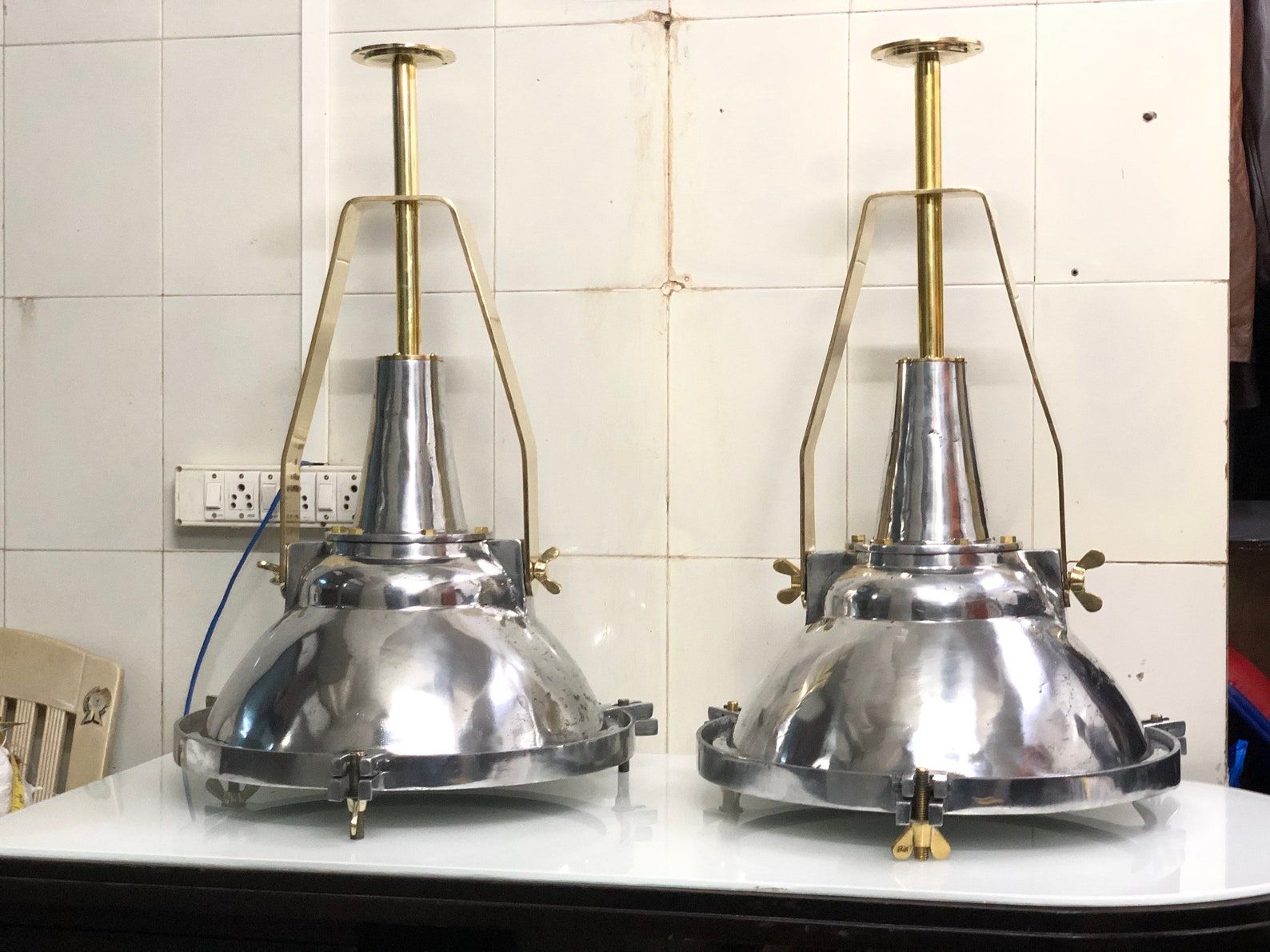 Nautical Aluminium & Brass Ships Cargo Pendant Light for - Etsy