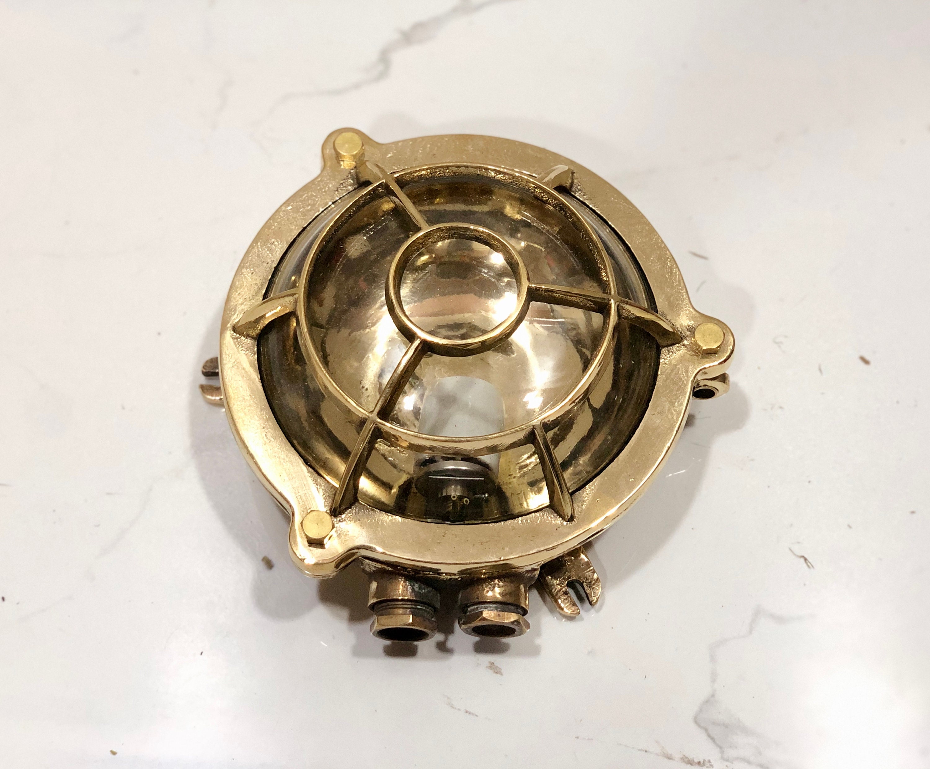 Maritime Bulkhead Cast Post Mounted Authentic Old Brass Deck Round Wall ...
