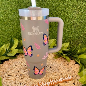 Pink Butterfly Stanley Tumbler 30 Oz | Butterfly Tumbler | Gray ...